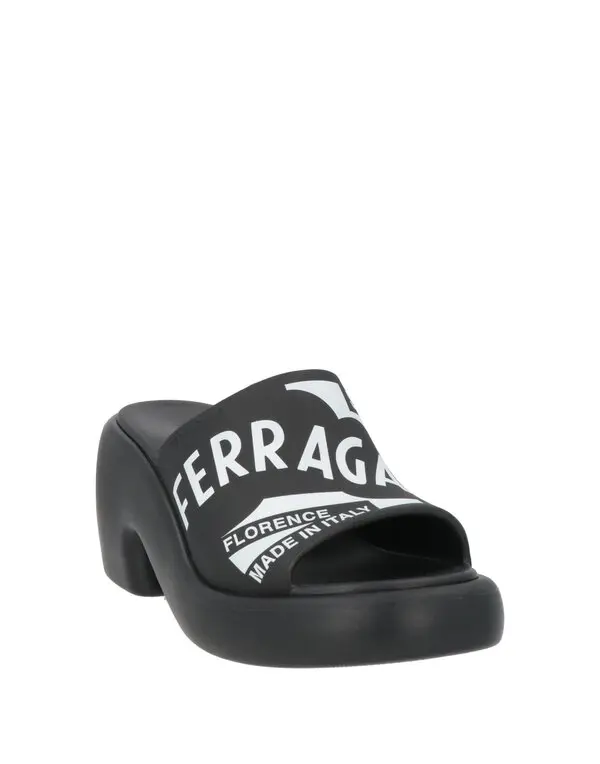 FERRAGAMO Rubber Slide Sandals With Block Heel