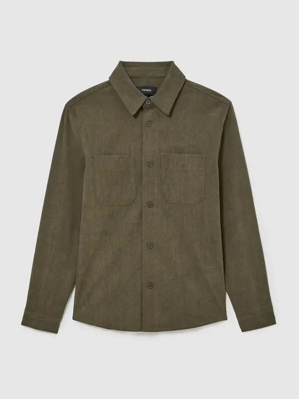 REISS Townie Corduroy Twin-pocket Overshirt - Green
