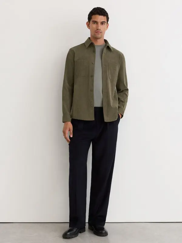 REISS Townie Corduroy Twin-pocket Overshirt - Green