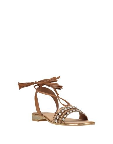ALMA BLUE Leather Sandals With Appliqués