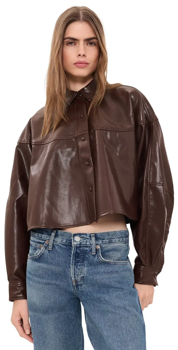 AGOLDE Agnes Faux Leather Shirt