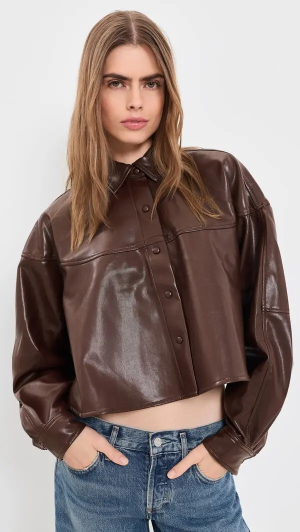 AGOLDE Agnes Faux Leather Shirt