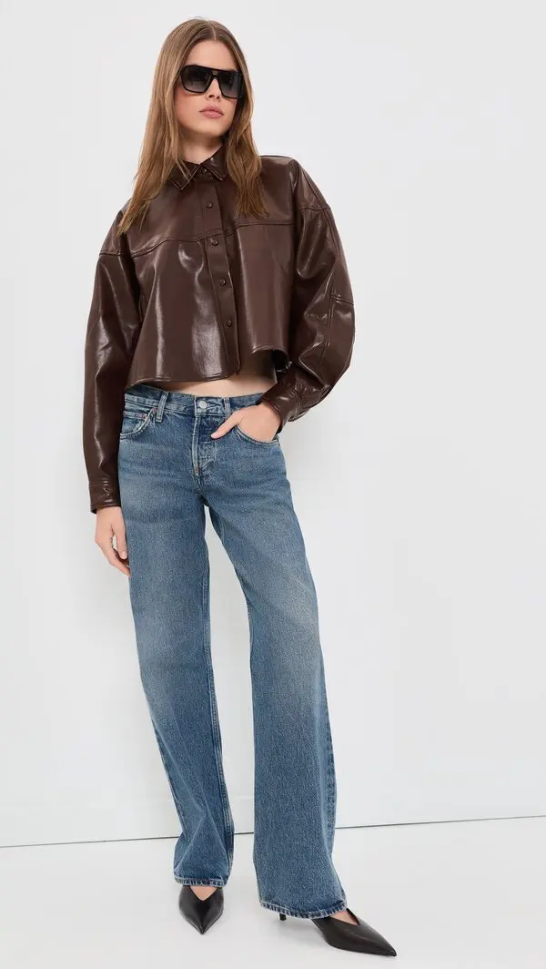 AGOLDE Agnes Faux Leather Shirt