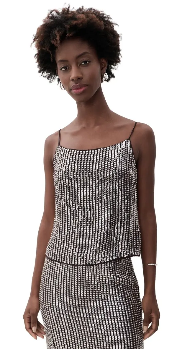 Rag & Bone Lili Sequined Tank - Chocolate
