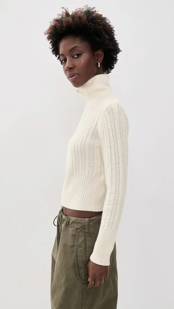 Good American The Cable Zip Up Cardigan