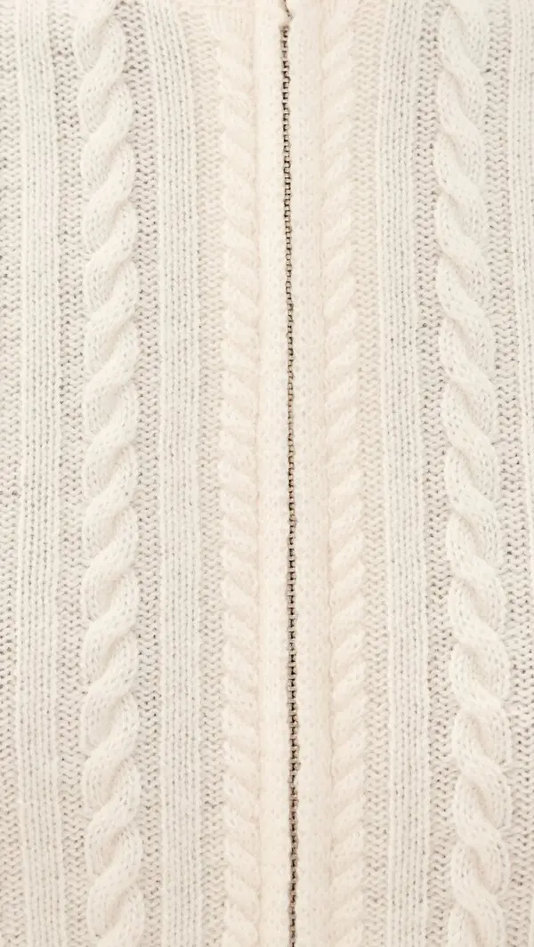 Good American The Cable Zip Up Cardigan