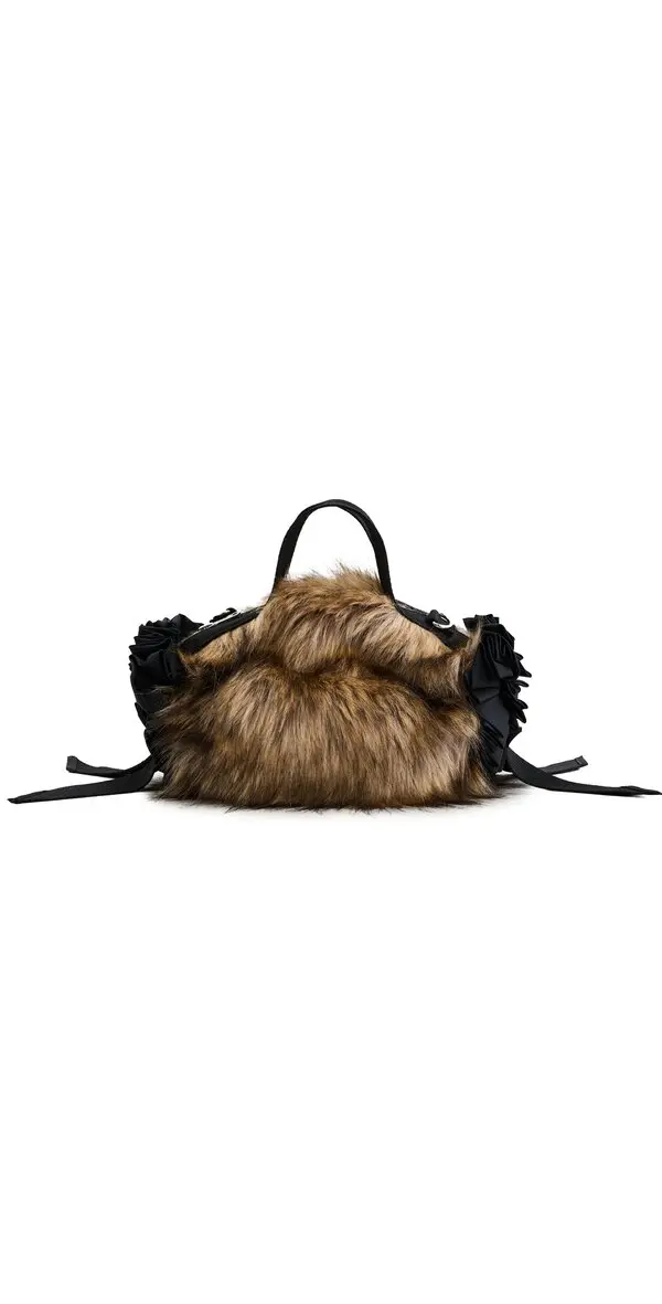 Simone Rocha Mini Faux Fur Double Ribbon Rosette Bag