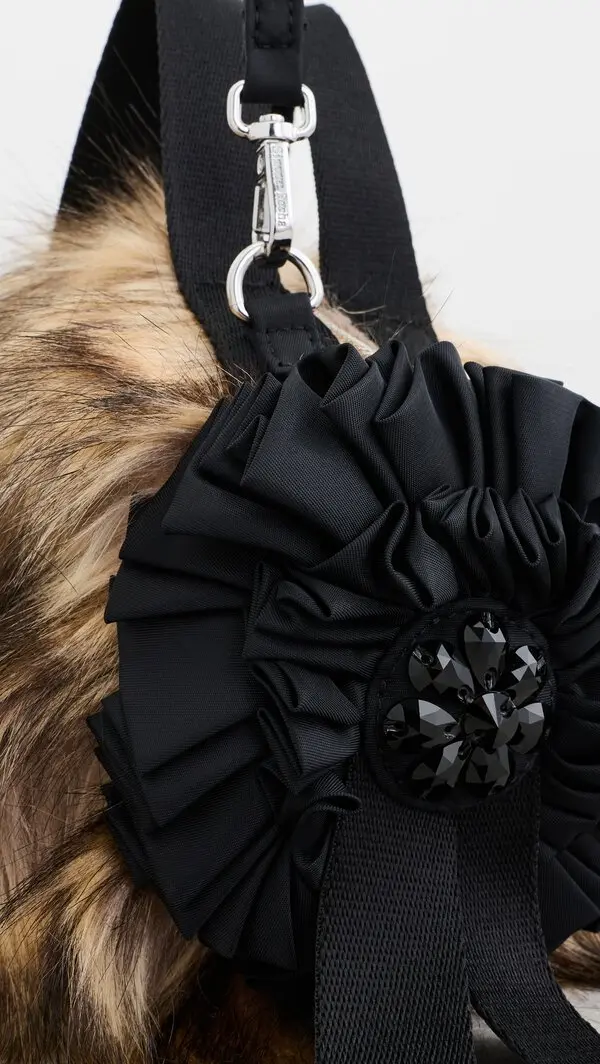 Simone Rocha Mini Faux Fur Double Ribbon Rosette Bag