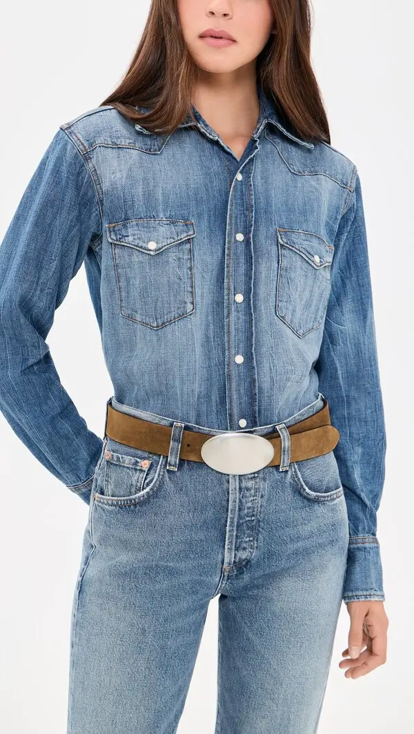 Madewell Oval Plaque Buckle Belt - Forage