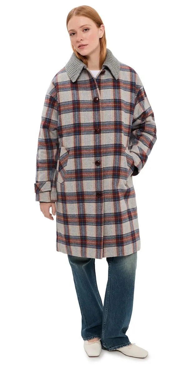 Veronica Beard Laurent Dickey Collared Coat - Heather Grey Multi