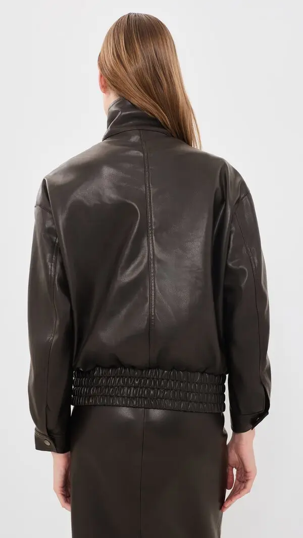 Enza Costa Oversized Faux Leather Bomber Jacket