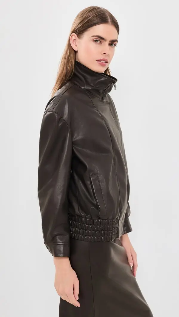 Enza Costa Oversized Faux Leather Bomber Jacket