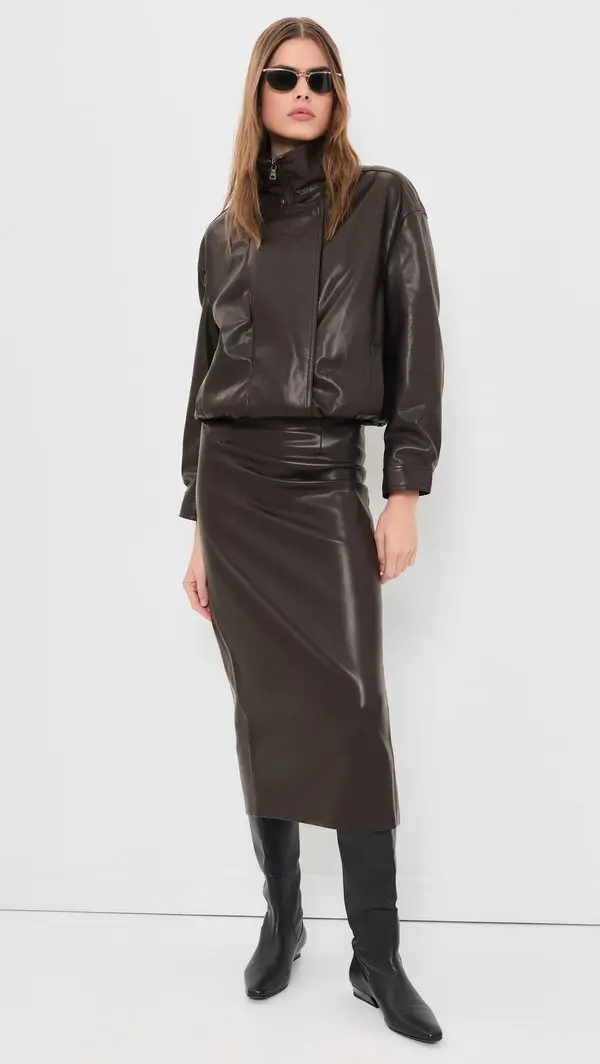 Enza Costa Oversized Faux Leather Bomber Jacket