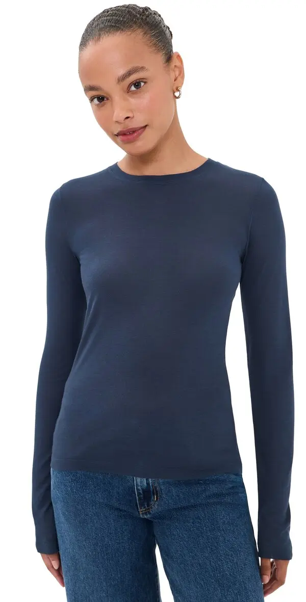 LA LIGNE Long Sleeve Feather Weight Tee - Navy