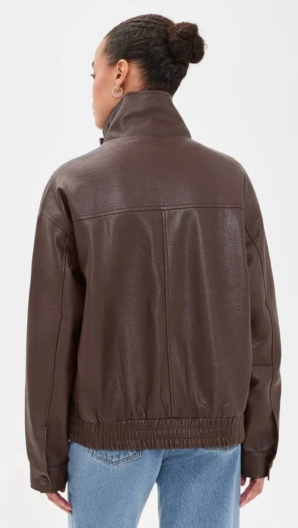 BAILEY ROSE Faux Leather Funnel Neck Jacket