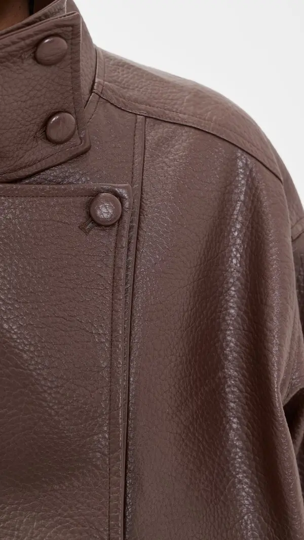 BAILEY ROSE Faux Leather Funnel Neck Jacket