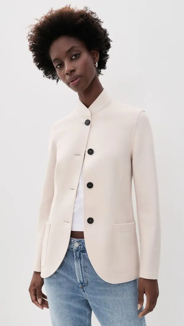 Harris Wharf London Nehru Jacket Pressed Wool Coat