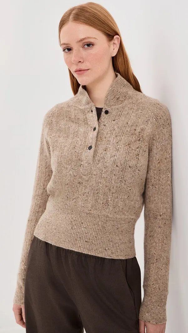 Co Cropped Henley Sweater
