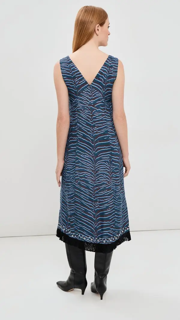 3.1 Phillip Lim Tiger Print Studded Midi Dress With Fringe