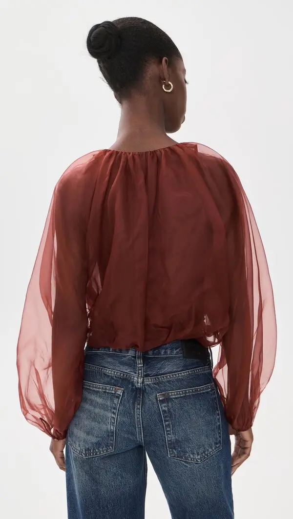 FRAME The Sheer Balloon Blouse