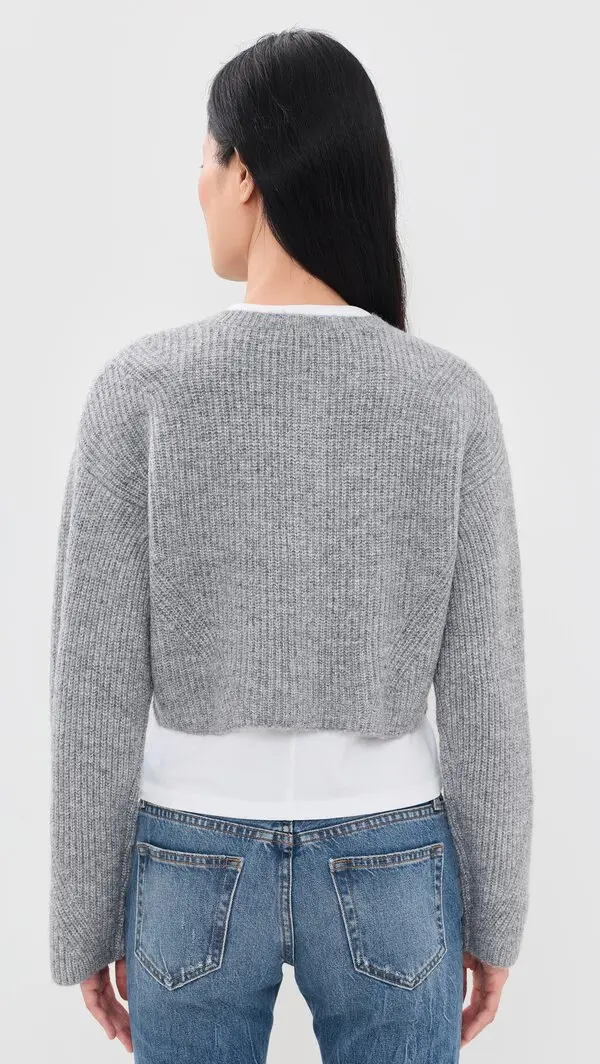 Good American Shrunken Cable Cardigan - Heather Grey