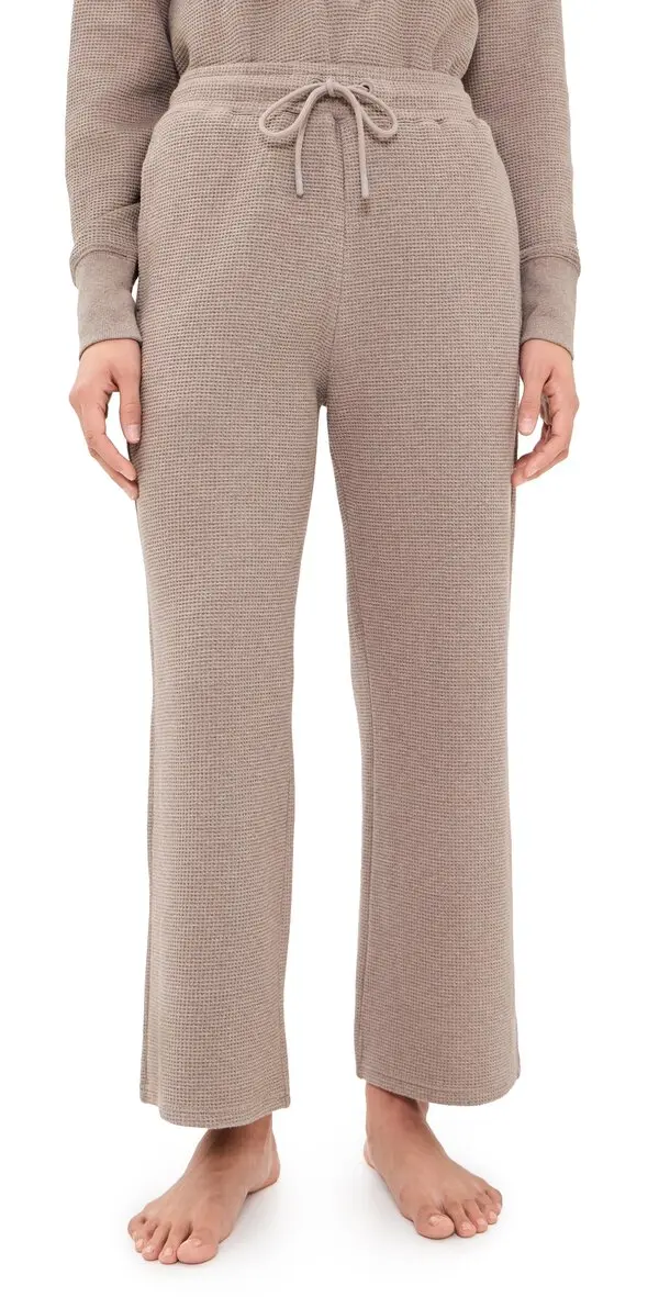 NEGATIVE Waffle Knit Cropped Track Pants - Mink