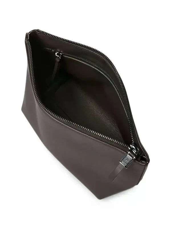 Brunello Cucinelli Grained Calfskin Pouch With Monili - Brown