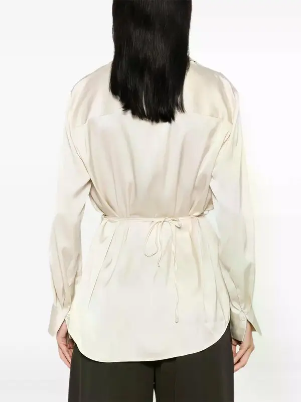 Imperial Belted Satin-finish Shirt - Neutrals