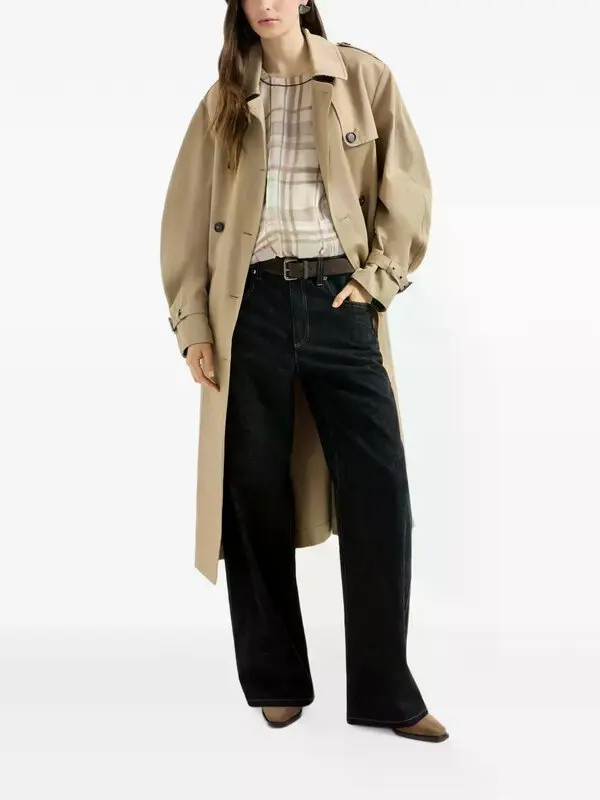 Brunello Cucinelli Macrocheck-print Organza Blouse