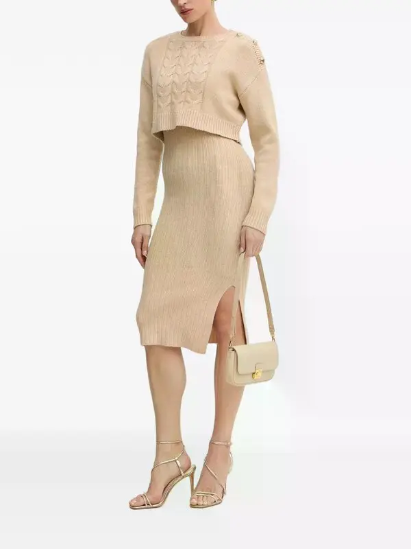 MORGAN Cable-knit Midi Dress And Sweater Set