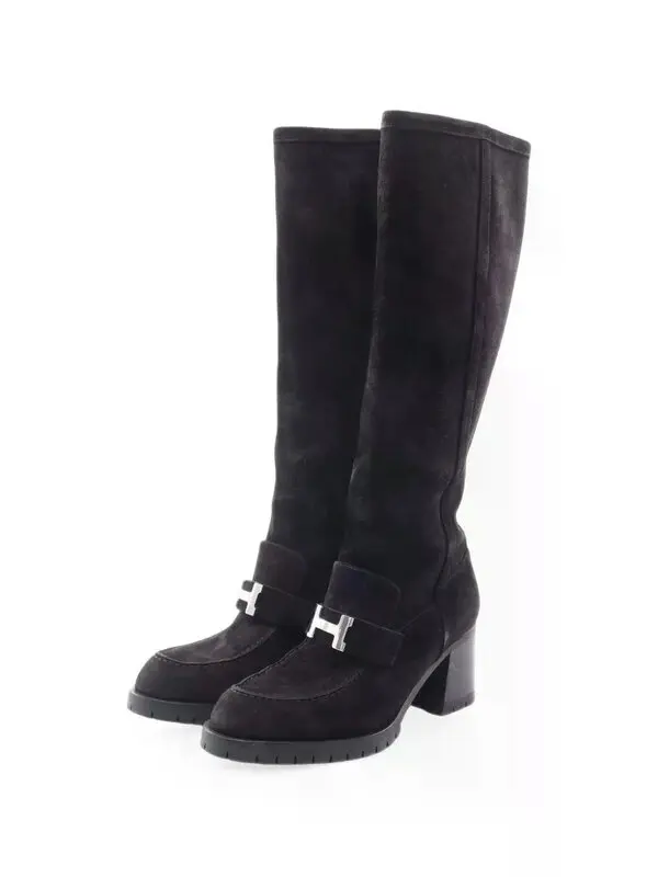 Hermès 2010s Folie H-logo Knee-high Boots - Black