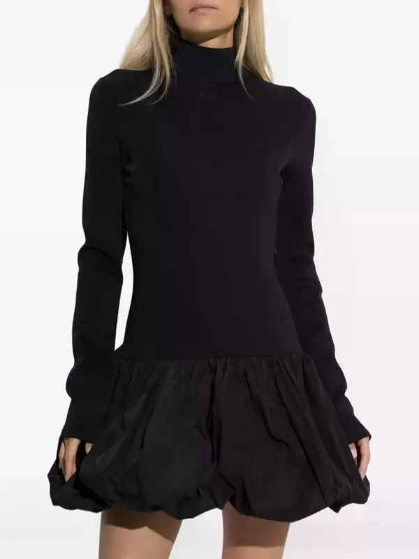 Off-White High Neck Long Sleeve Mini Dress