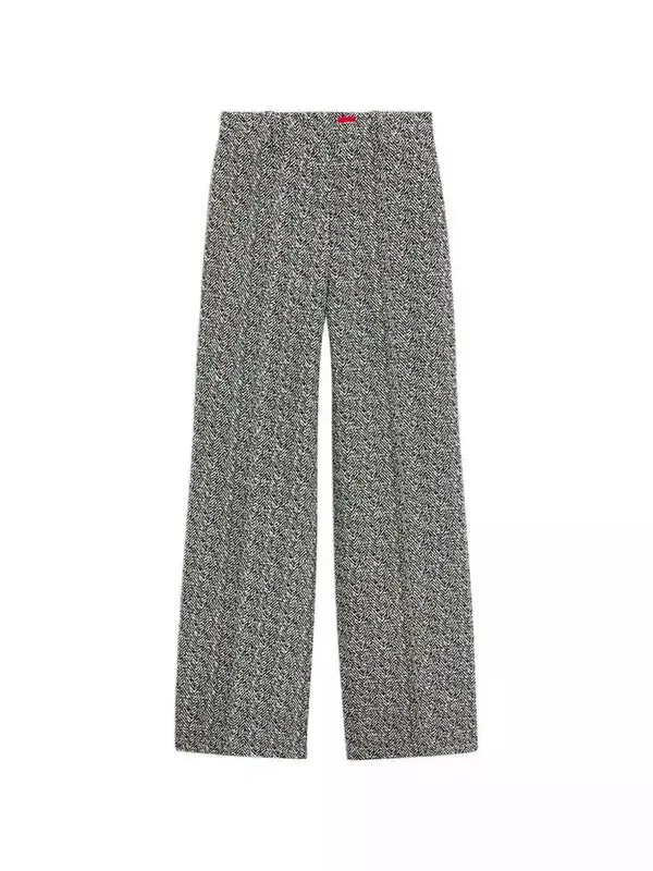 Hugo Stretch Herringbone Wide-leg Trousers - Grey