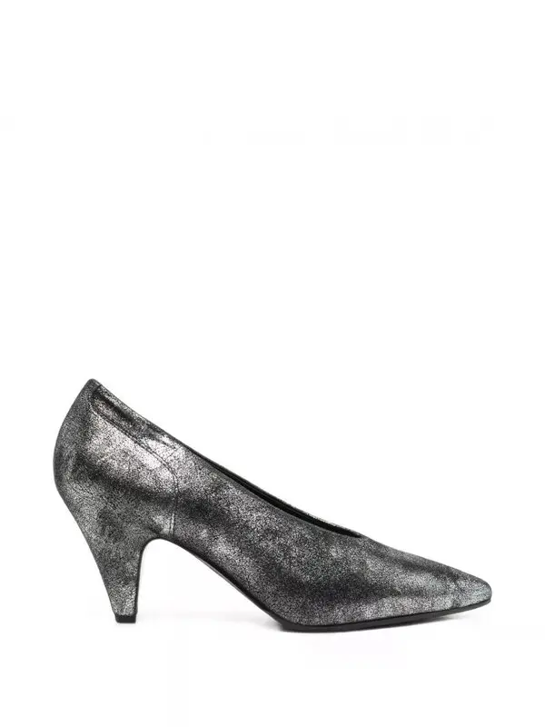DEL CARLO Crackle-effect Pointed-toe Pumps