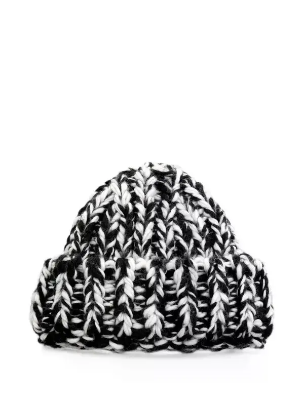 AMI Paris Wool Knit Beanie - Black