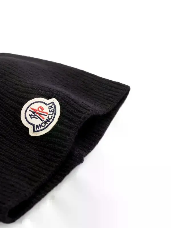 Moncler Logo-patch Ribbed-knit Beanie Hat