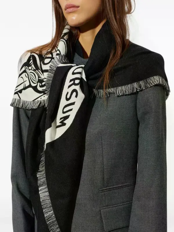 Burberry Graphic-print Fringed Triangular Scarf
