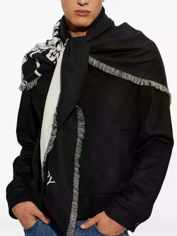 Burberry Graphic-print Fringed Triangular Scarf