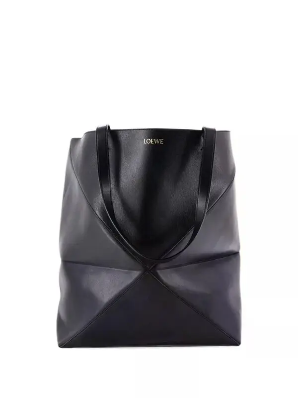 Loewe Puzzle Fold Leather Xl Tote Bag - Black
