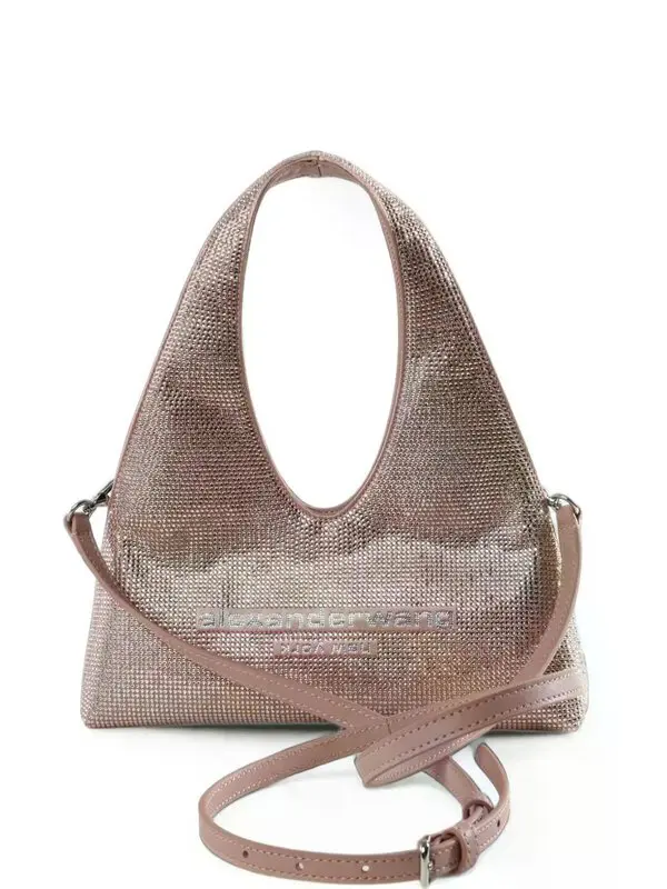 Alexander Wang Crystal-embellished Logo-patch Shoulder Bag - Pink