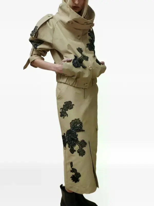 Hellessy Dima Bead-embellished Lace-appliqué Maxi Skirt