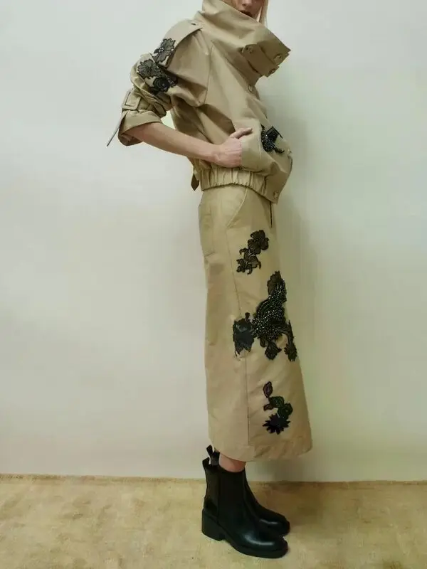 Hellessy Dima Bead-embellished Lace-appliqué Maxi Skirt