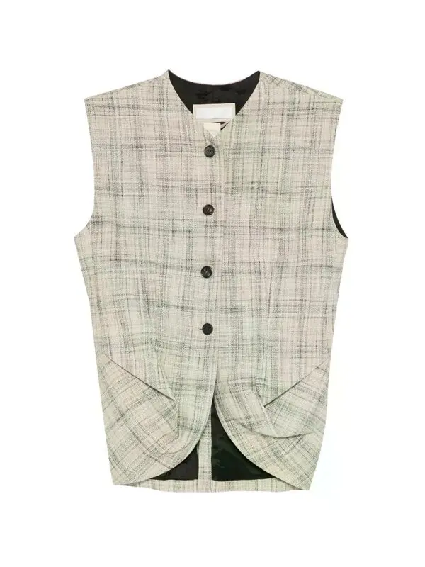 LITKOVSKA Check-pattern Draped Vest - Neutrals