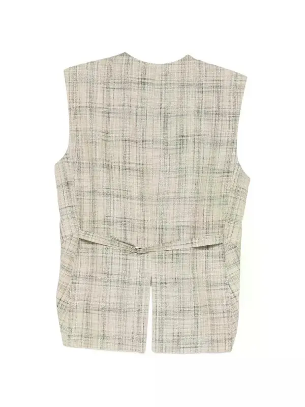 LITKOVSKA Check-pattern Draped Vest