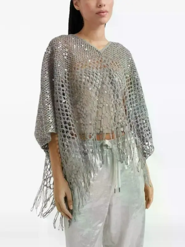 Brunello Cucinelli Sequin-embellished Open-knit Sweater