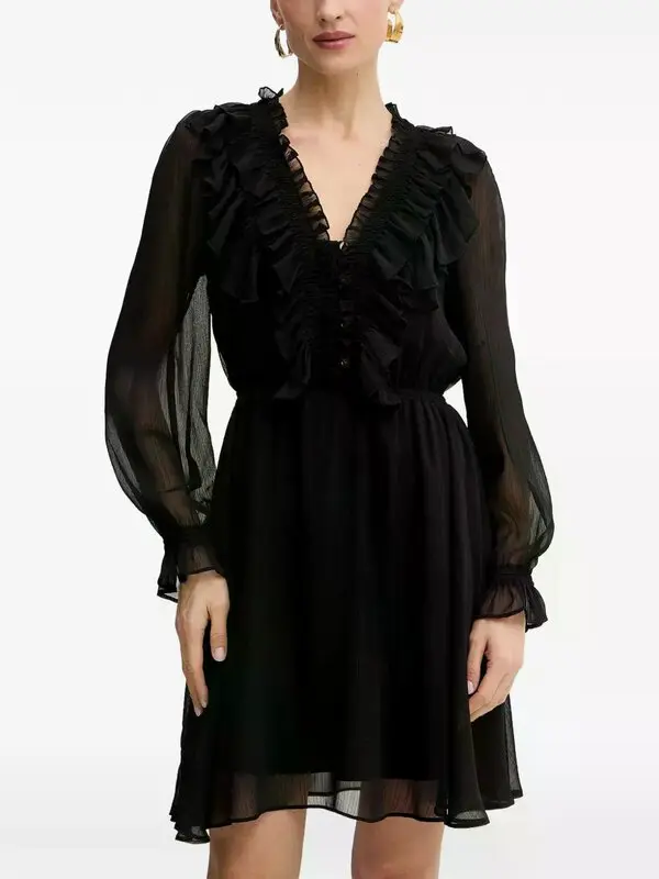 MORGAN Ruffled Long-sleeve Mini Dress