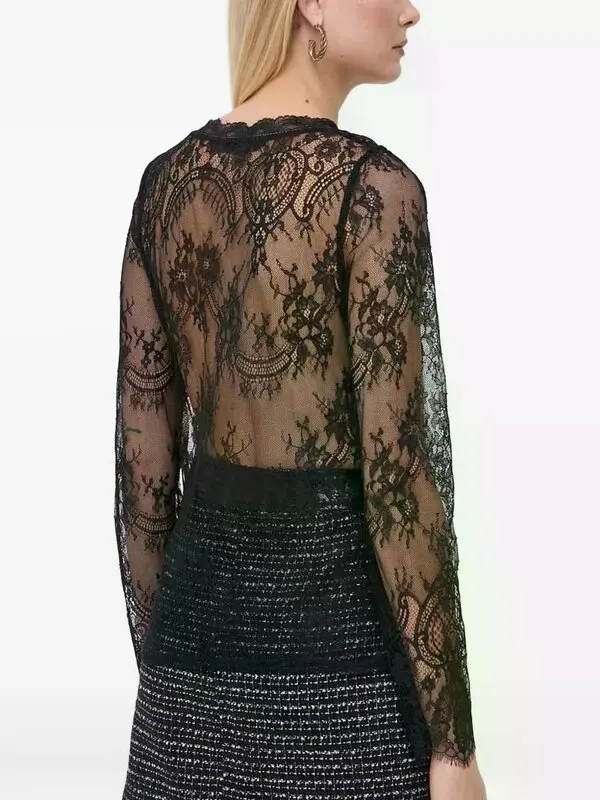 MORGAN Lace Overlay V-neck Top