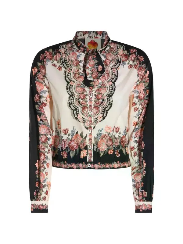 Farm Rio White Cotton Floral Print Shirt