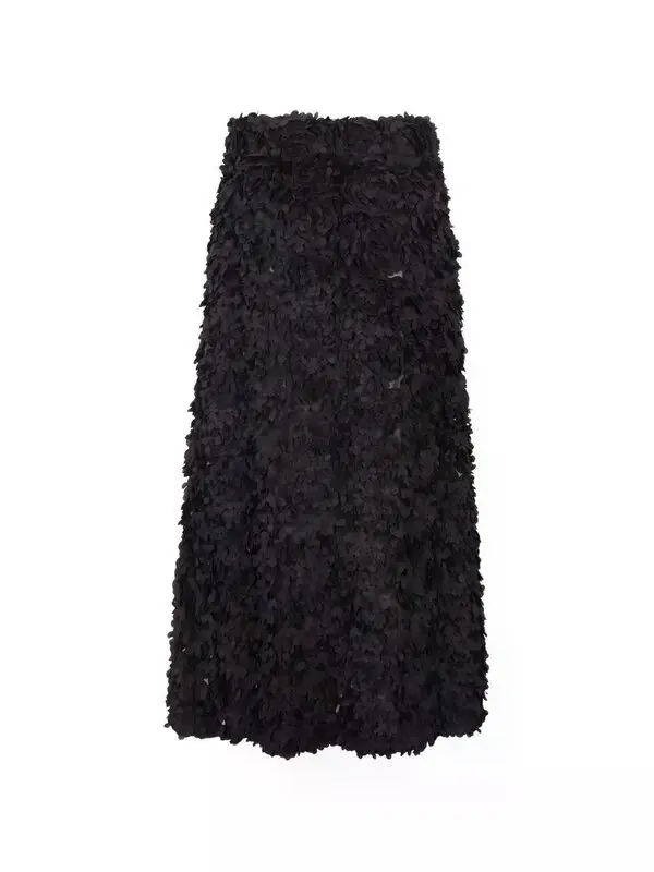 NOUMENO CONCEPT Petal-appliqué Midi Skirt - Black