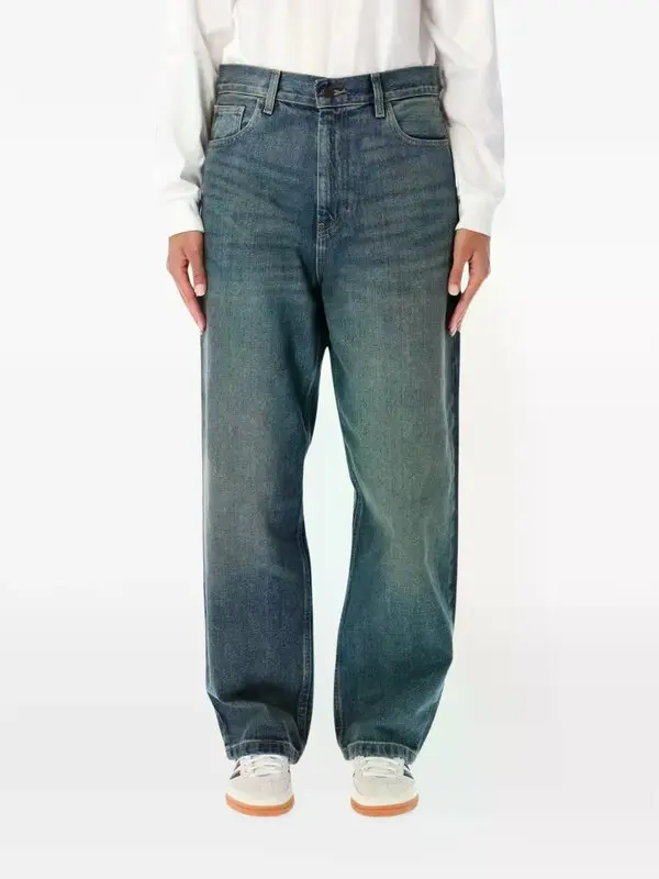 Carhartt Work In Progress Brandon Logo-patch Whiskered Jeans - Blue
